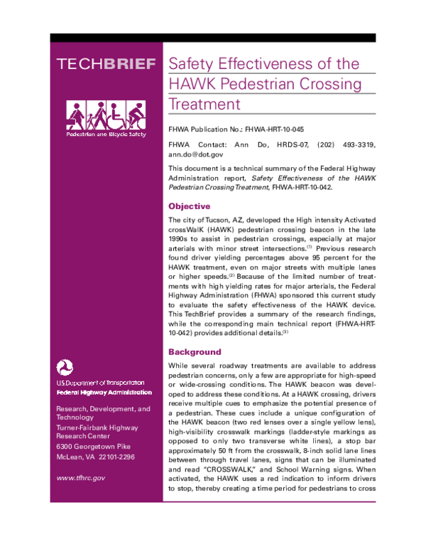 (PDF) Safety Effectiveness of the HAWK Pedestrian Crossing Treatment