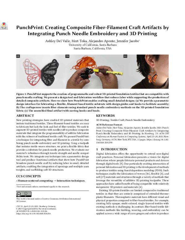 (PDF) PunchPrint: Creating Composite Fiber-Filament Craft Artifacts by Integrating Punch Needle ...