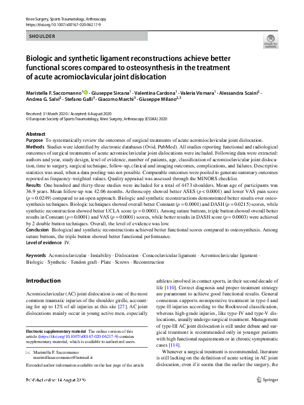 (PDF) Biologic and synthetic ligament reconstructions achieve better ...