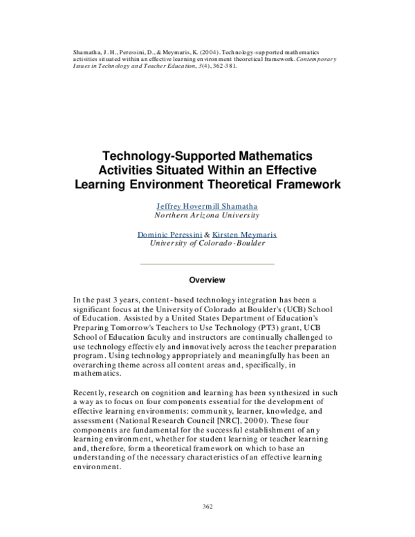 (PDF) Technology-supported mathematics activities situated within an effective learning ...
