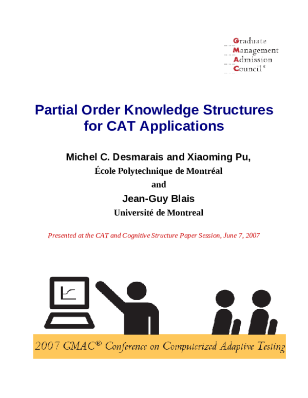 (PDF) Partial Order Knowledge Structures for CAT Applications | Michel Desmarais - Academia.edu
