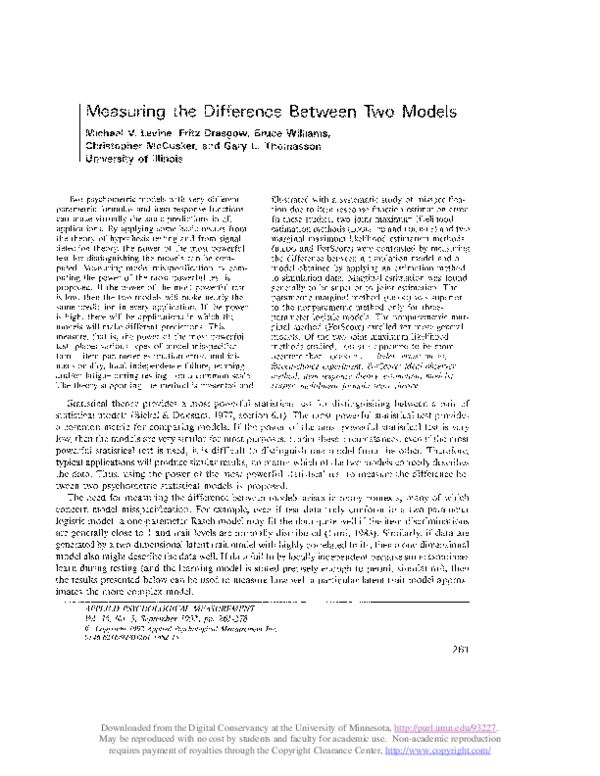 (PDF) Measuring the Difference Between Two Models