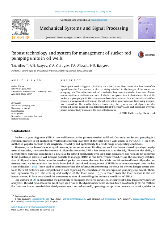 (PDF) Robust technology and system for management of sucker rod pumping ...