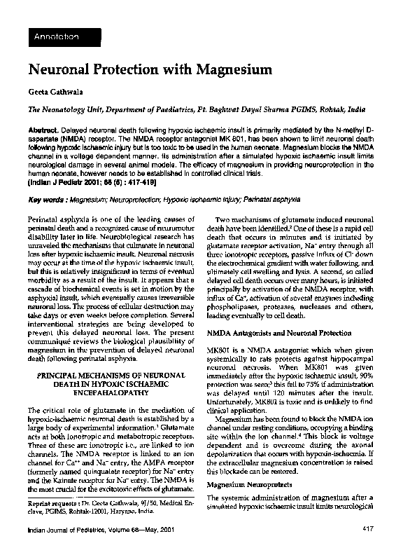 (PDF) Neuronal protection with magnesium