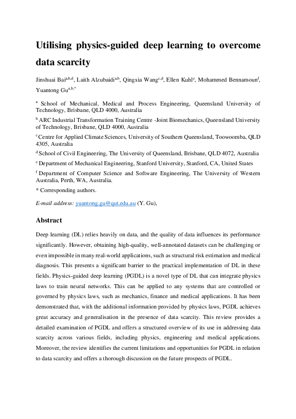 (PDF) Utilising physics-guided deep learning to overcome data scarcity