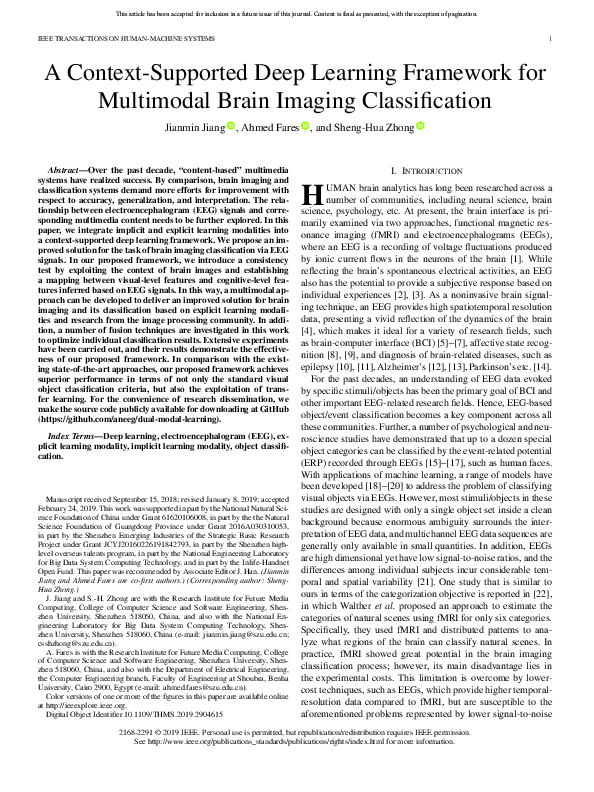 Pdf A Context Supported Deep Learning Framework For Multimodal Brain Imaging Classification