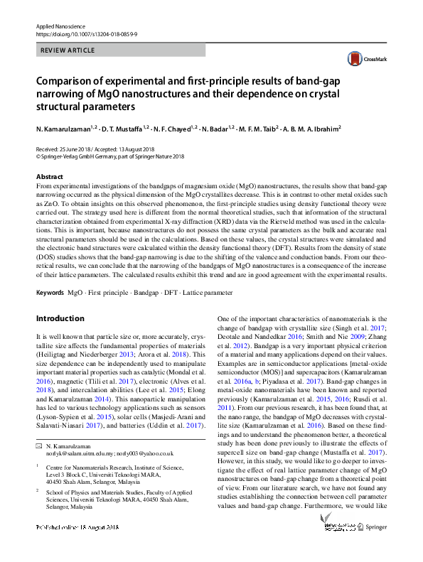 (PDF) Comparison of experimental and first-principle results of band ...