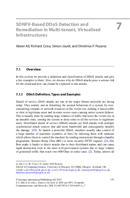 (PDF) SDNFV-Based DDoS Detection and Remediation in Multi-tenant, Virtualised Infrastructures