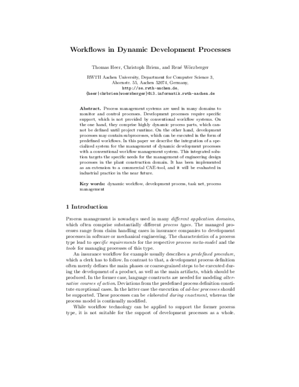 (PDF) Workflows in Dynamic Development Processes