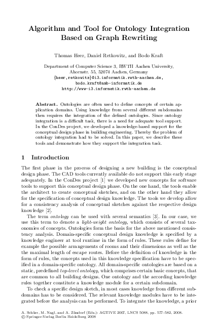 (PDF) Algorithm and Tool for Ontology Integration Based on Graph Rewriting