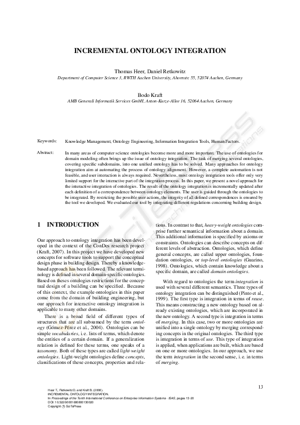 (PDF) Incremental Ontology Integration