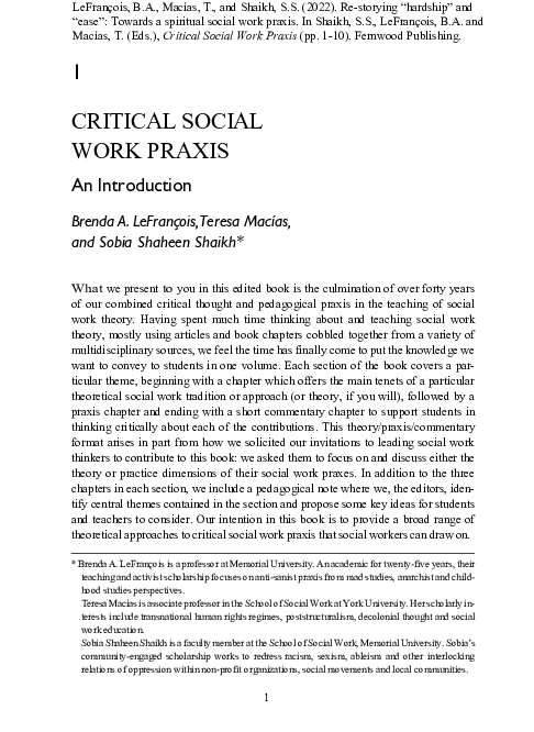 (PDF) Critical Social Work Praxis: An Introduction