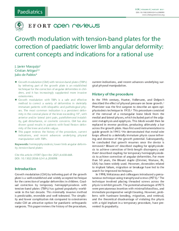 (PDF) Growth modulation with tension-band plates for the correction of ...