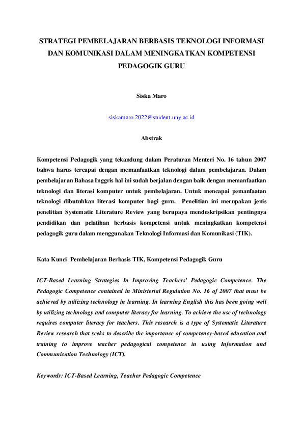 (PDF) STRATEGI PEMBELAJARAN BERBASIS TEKNOLOGI INFORMASI DAN KOMUNIKASI DALAM MENINGKATKAN ...