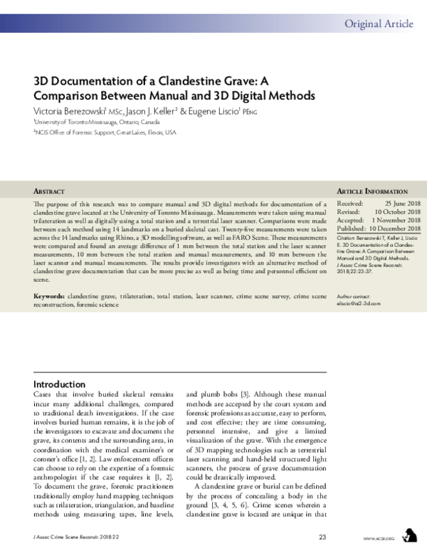 (PDF) 3D Documentation of a Clandestine Grave: A Comparison Between ...