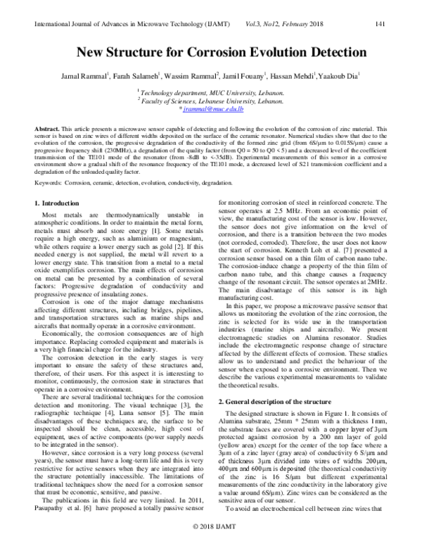 (PDF) New Structure for Corrosion Evolution Detection