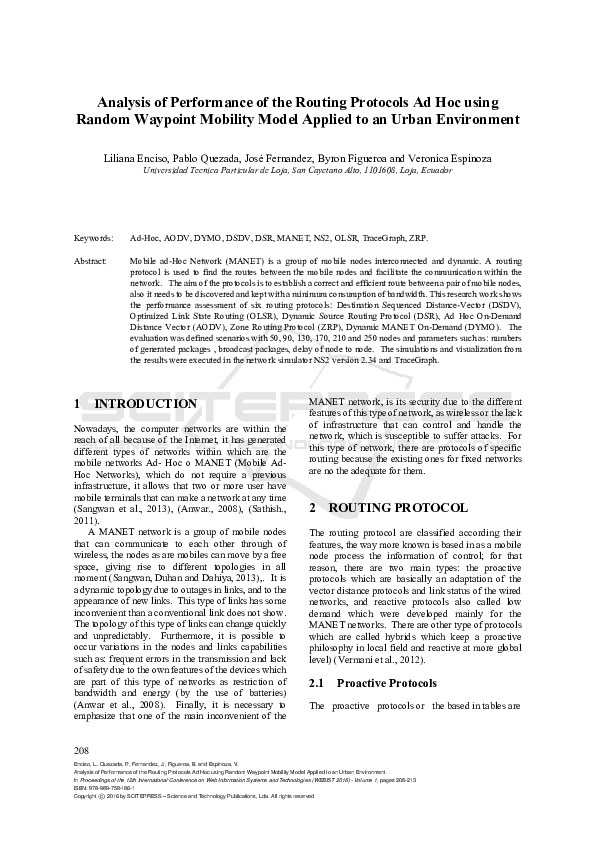 Pdf Analysis Of Performance Of The Routing Protocols Ad Hoc Using