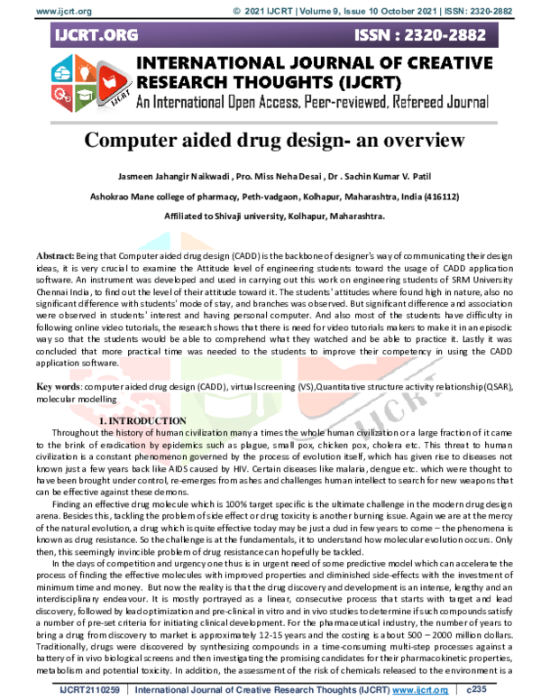 (PDF) Computer aided drug design- an overview