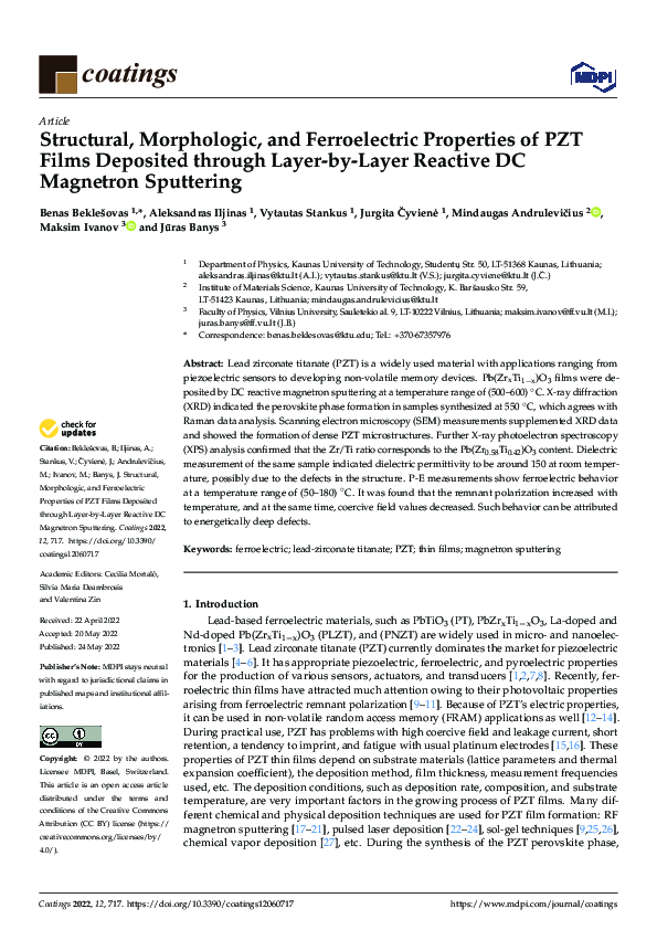 (PDF) Structural, Morphologic, and Ferroelectric Properties of PZT ...