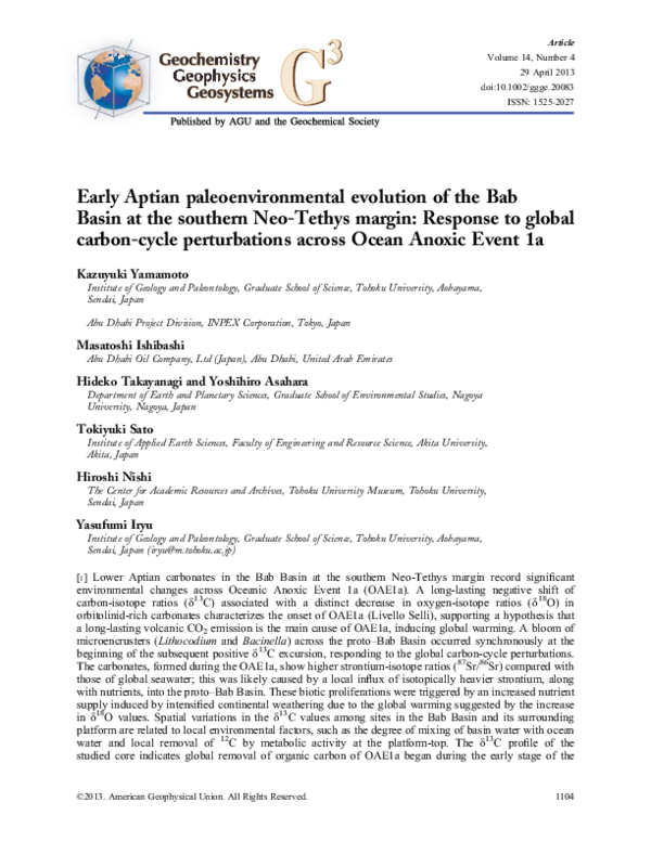 (PDF) Early Aptian paleoenvironmental evolution of the Bab Basin at the ...