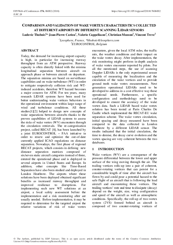 (PDF) Comparison and validation of wake vortex characteristics collected at different airports ...
