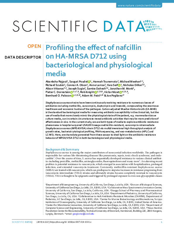 (PDF) Profiling the effect of nafcillin on HA-MRSA D712 using ...