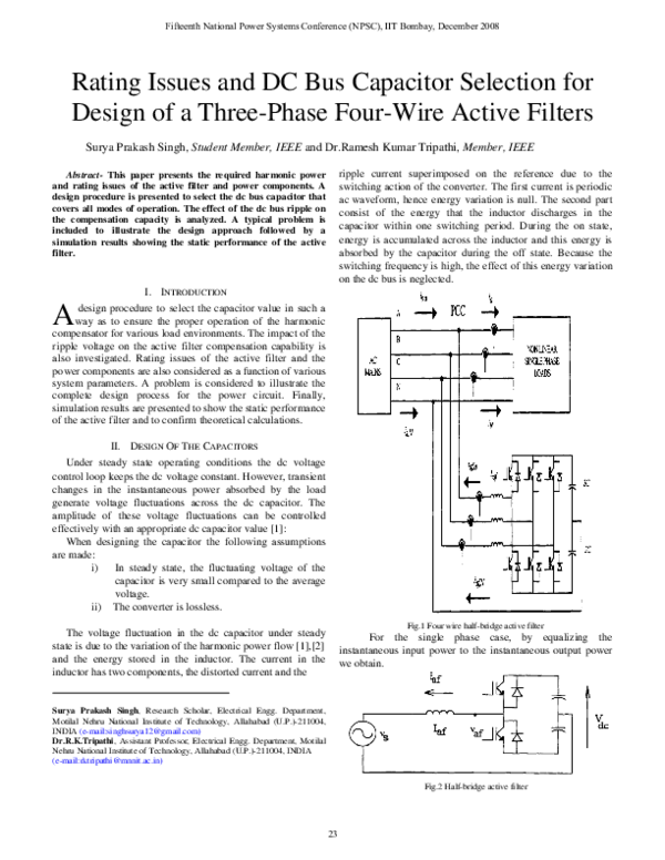 (PDF) Rating Issues and DC Bus Capacitor Selection for Design of a ...