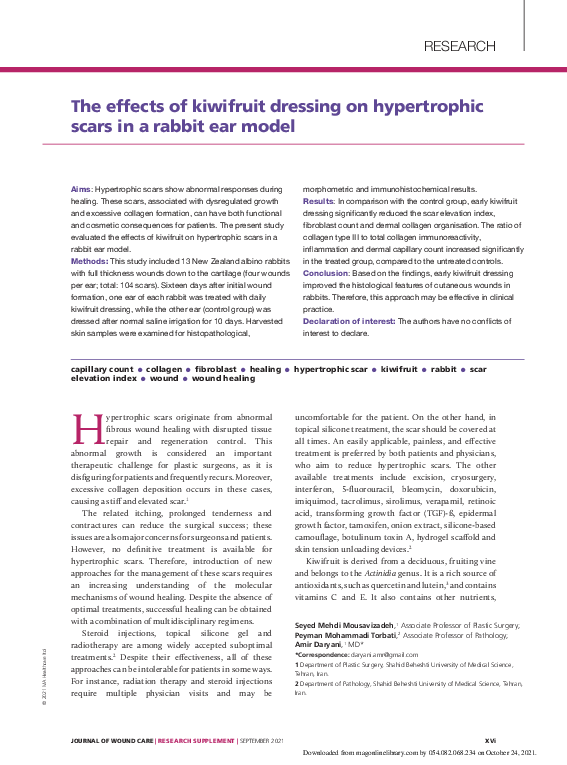 (PDF) The effects of kiwifruit dressing on hypertrophic scars in a ...