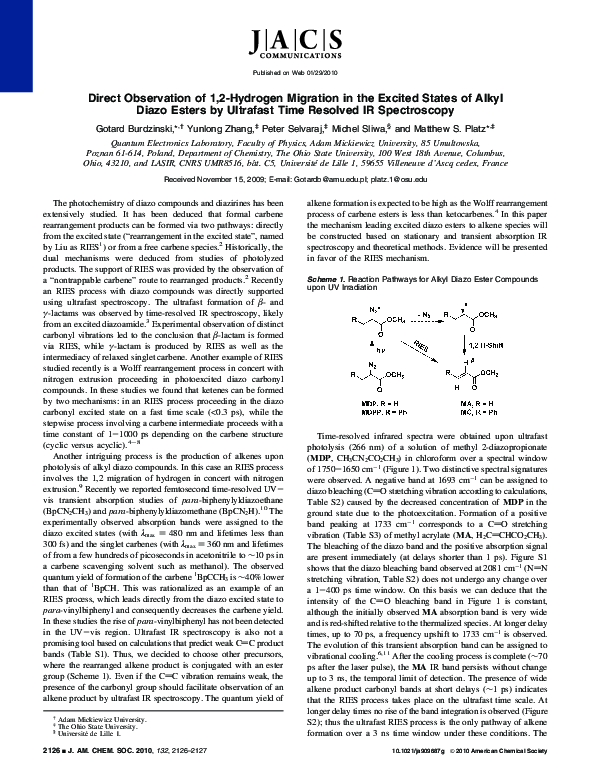 (PDF) Direct Observation of 1,2-Hydrogen Migration in the Excited ...