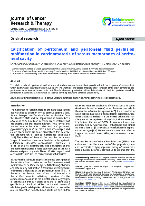 (PDF) Calcification of peritoneum and peritoneal fluid perfusion ...