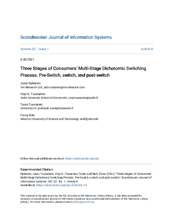 (PDF) Three Stages of Consumers' Multi-Stage Dichotomic Switching ...