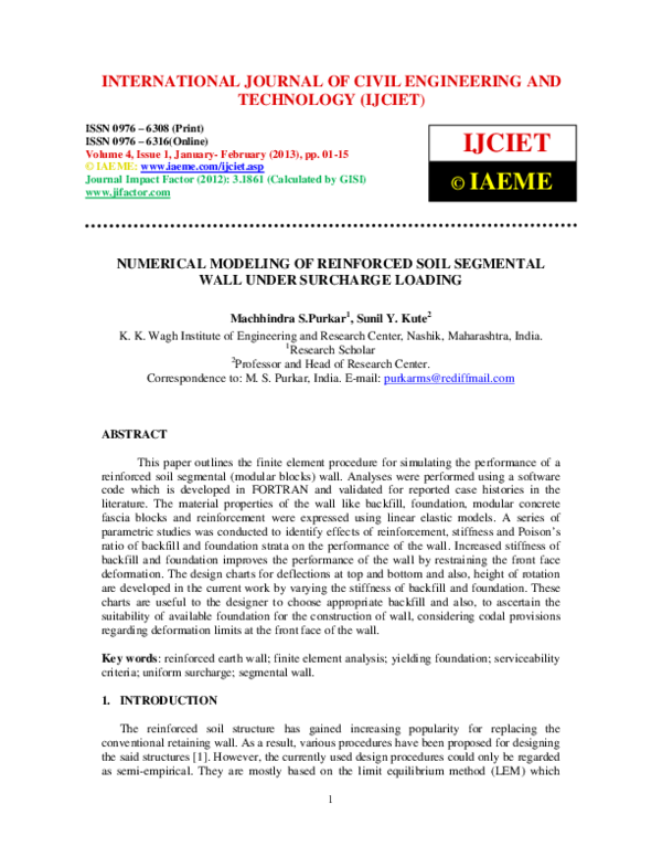 (PDF) Numerical Modeling of Reinforced Soil Segmental Wall Under ...