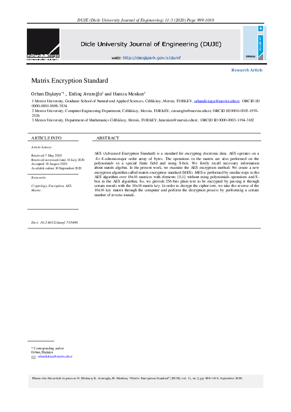 (PDF) Matrix Encryption Standard