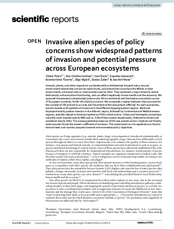 (PDF) Invasive alien species of policy concerns show widespread ...