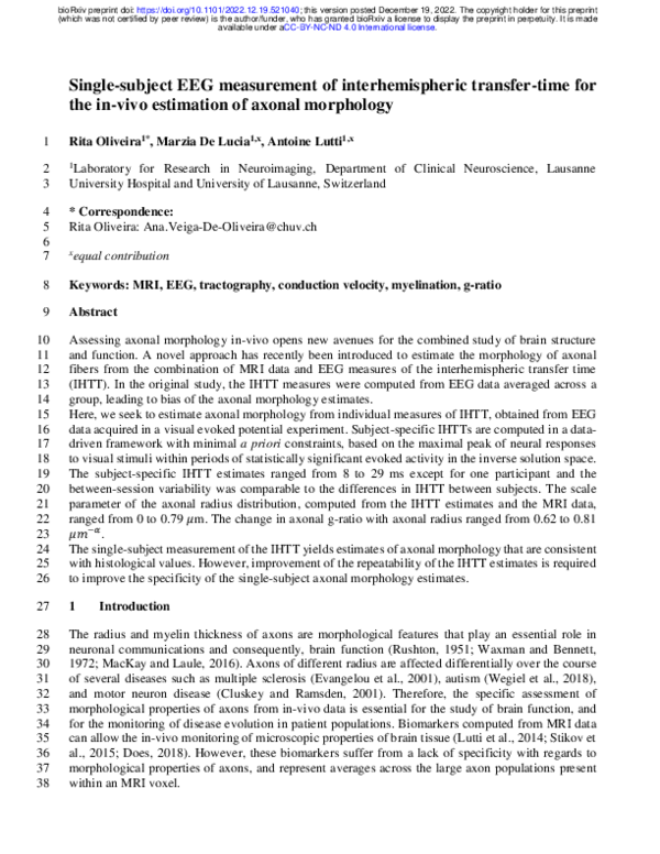 (PDF) Single-subject EEG measurement of interhemispheric transfer-time ...