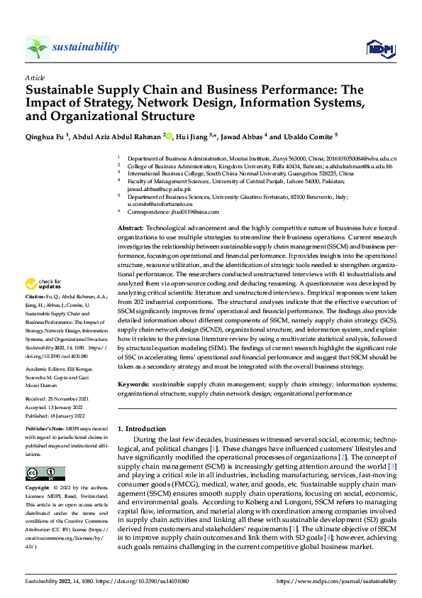 (PDF) Sustainable Supply Chain and Business Performance: The Impact of Strategy, Network Design ...