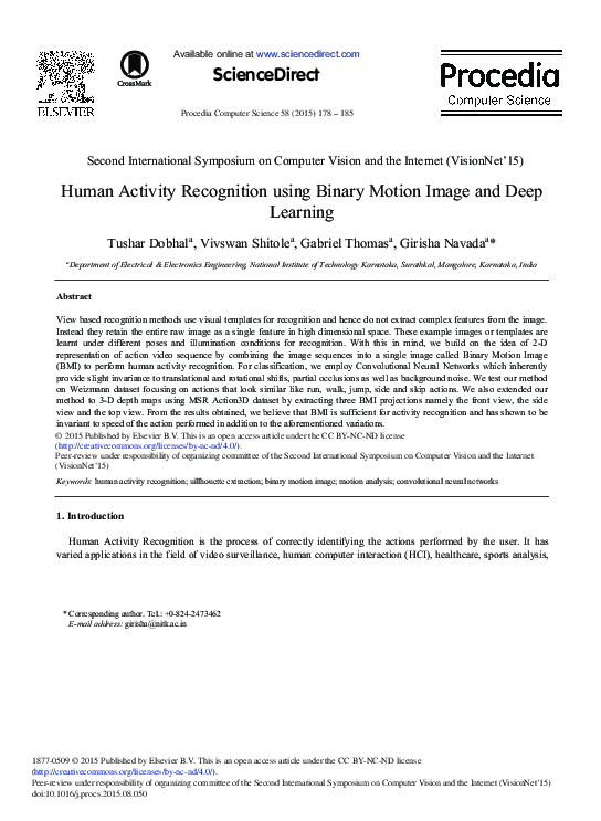 (PDF) Human Activity Recognition using Binary Motion Image and Deep ...