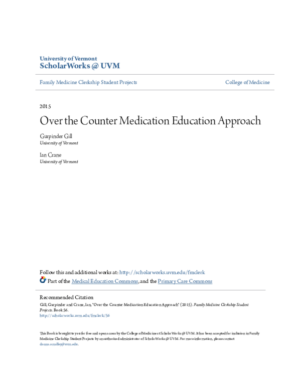 (PDF) Over the Counter Medication Education Approach