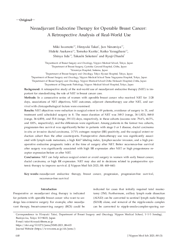 (PDF) Neoadjuvant Endocrine Therapy for Operable Breast Cancer: A ...