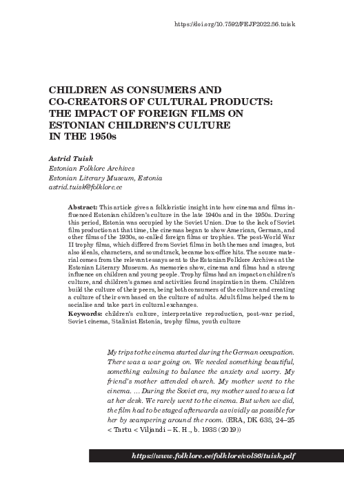 (PDF) Children as Consumers and Co-Creators of Cultural Products: The ...