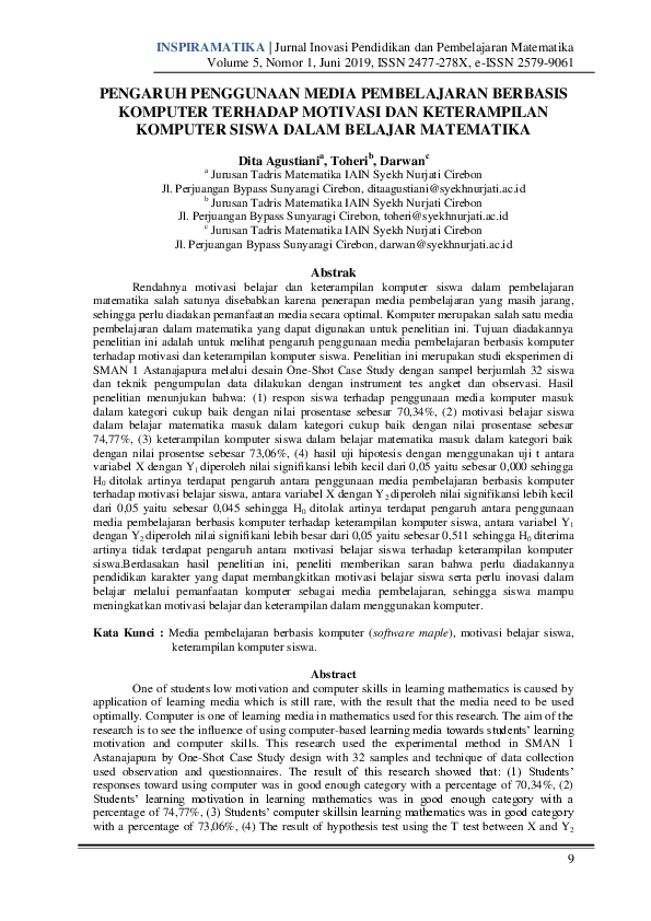 (PDF) Pengaruh Penggunan Media Pembelajaran Berbasis Komputer Terhadap Motivasi Belajar Dan ...