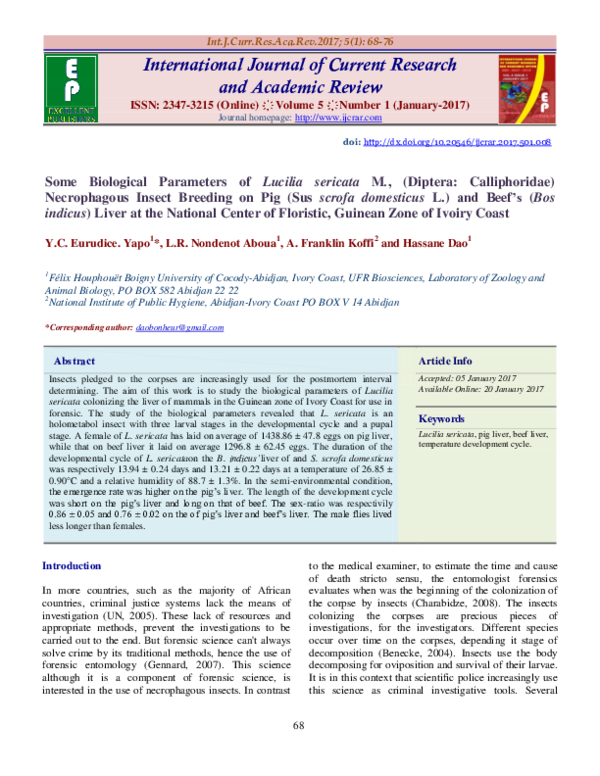 (PDF) Some Biological Parameters of Lucilia sericata M., (Diptera ...