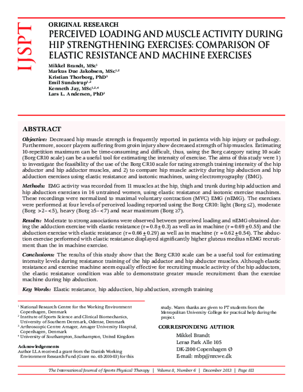 (PDF) Perceived loading and muscle activity during hip strengthening ...