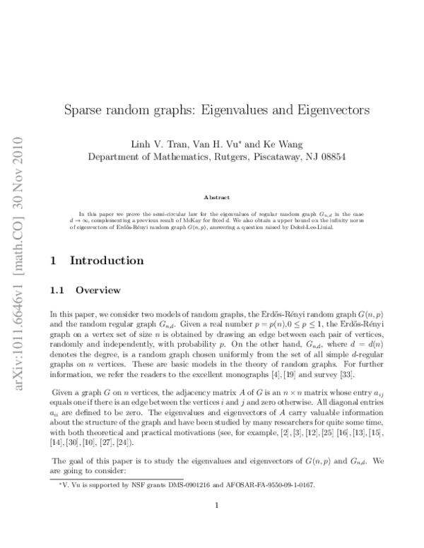 (PDF) Eigenvalues in Sparse Random Graphs
