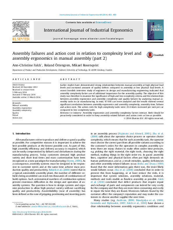 (PDF) Assembly failures and action cost in relation to complexity level ...