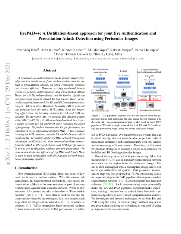 (PDF) EyePAD++: A Distillation-based approach for joint Eye Authentication and Presentation ...