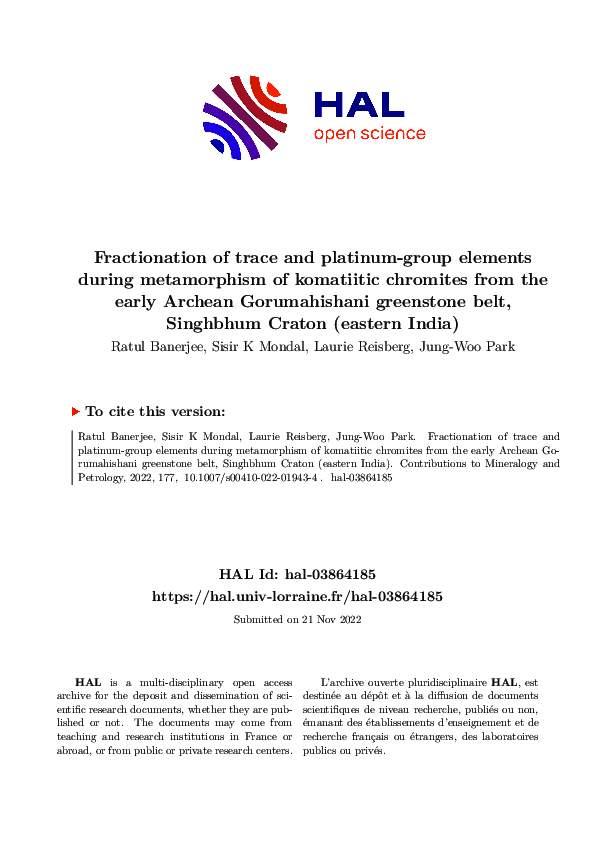 (PDF) Fractionation of trace and platinum-group elements during ...
