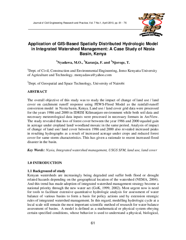 (PDF) Application of GIS-Based Spatially Distributed Hydrologic Model in Integrated Watershed ...