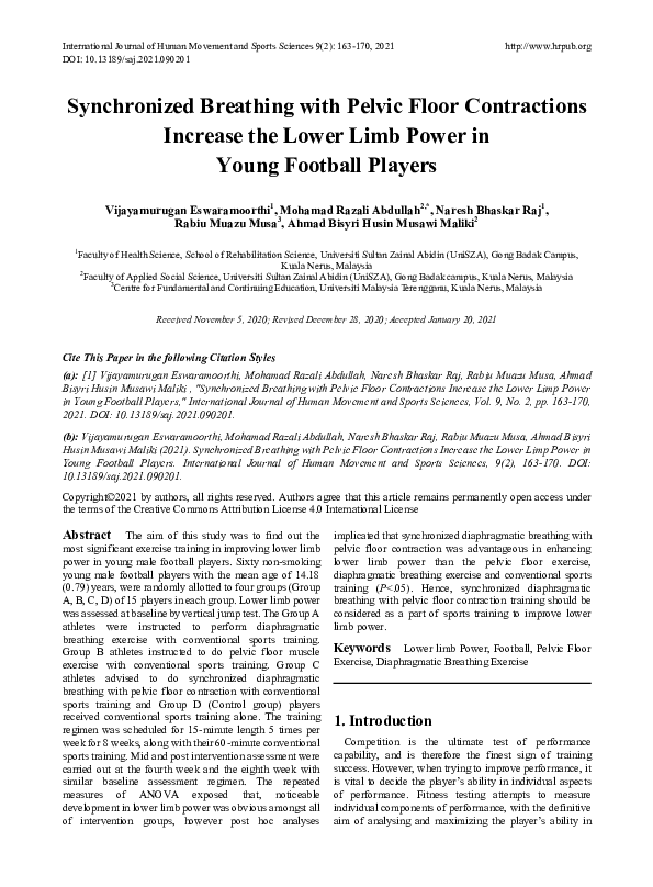(PDF) Synchronized Breathing with Pelvic Floor Contractions Increase ...