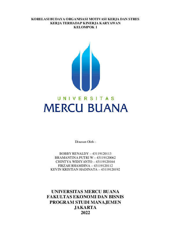 (PDF) UNIVERSITAS MERCU BUANA FAKULTAS EKONOMI DAN BISNIS PROGRAM STUDI MANAJEMEN JAKARTA 2022